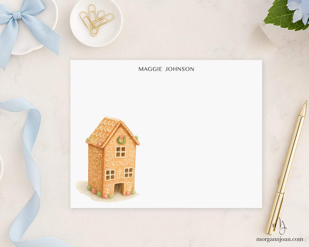 Personalized Gingerbread House Stationery | Christmas Stationary Set ...
