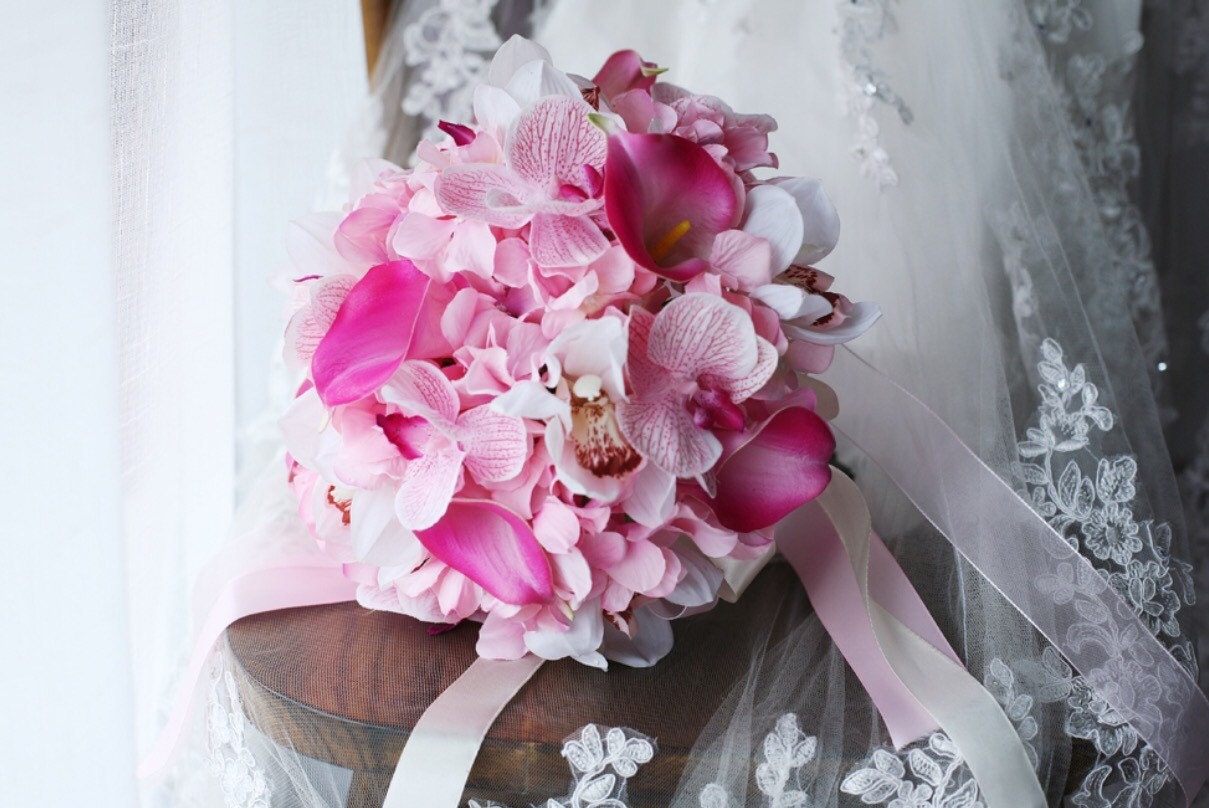 Handmade real touch flower Bouquet specially for Bridesmaid | Etsy