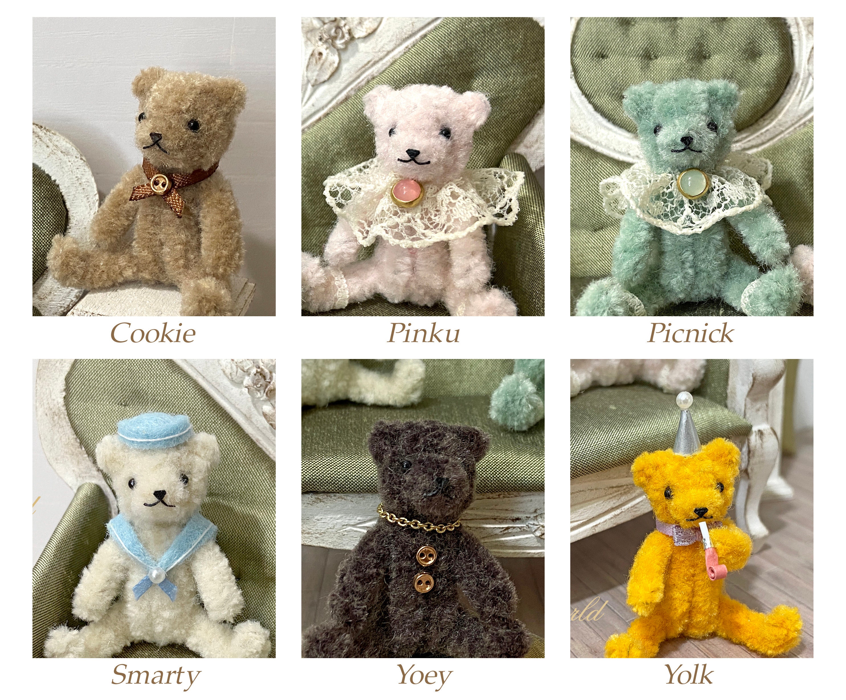 Dollhouse Teddy Bear 6 Styles Furry Wire Animal - Etsy