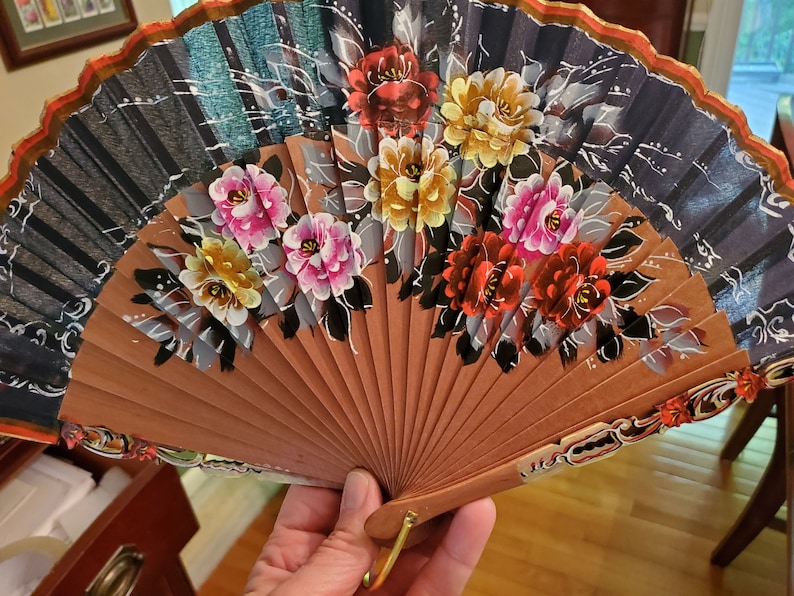 F-0004 Wooden Hand Painted Hand Fan Georgian Fan Regency | Etsy