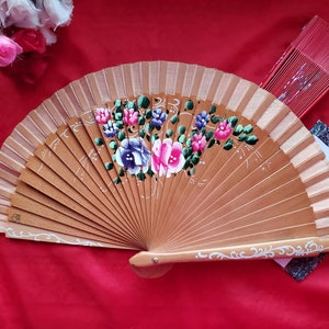 F-0004 Wooden Hand Painted Hand Fan Georgian Fan, Regency Fan ...