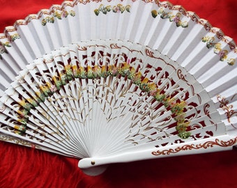 F-0003 Wooden Hand Painted Hand Fan Georgian Fan Regency | Etsy