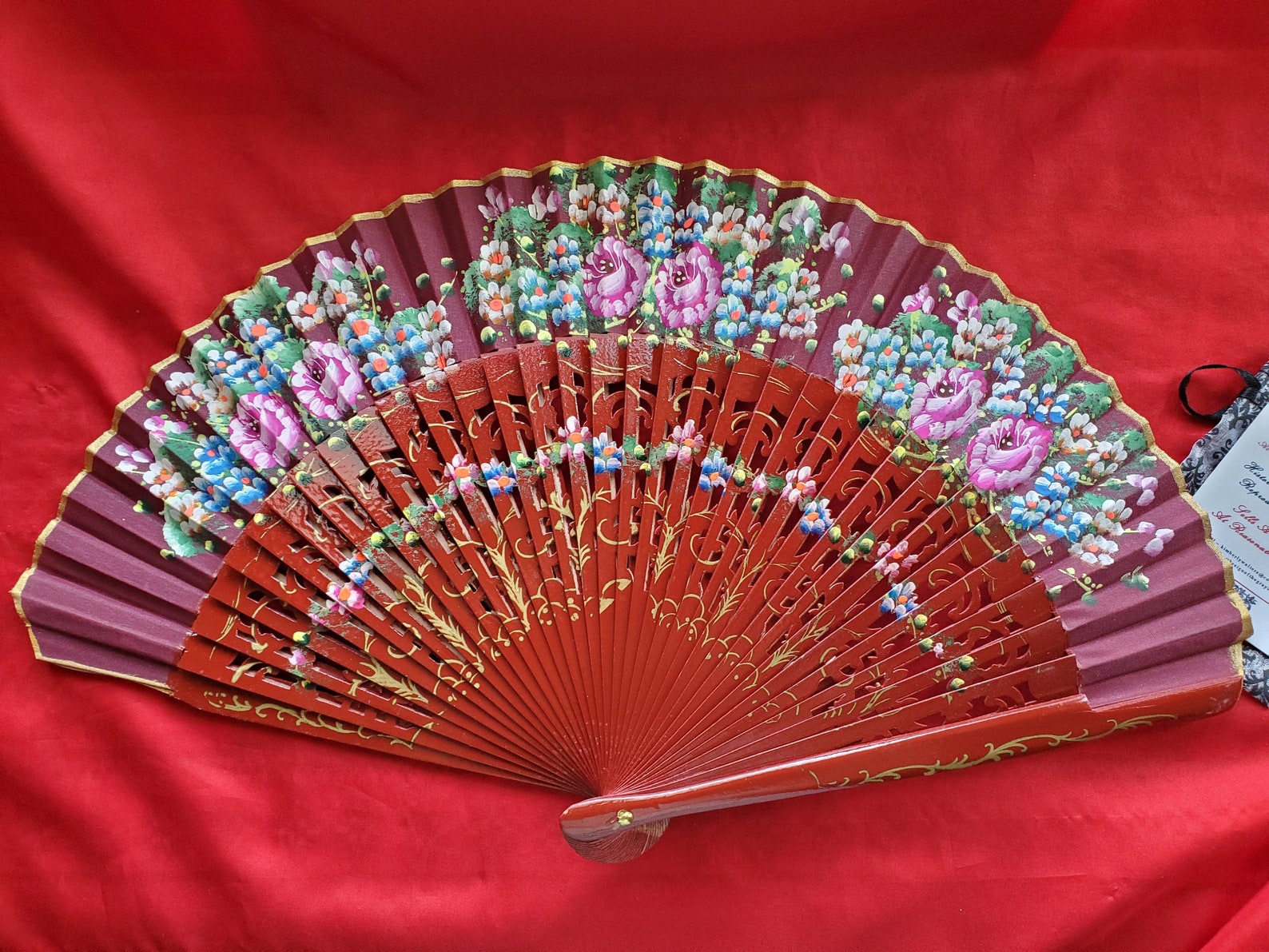 F-0002 Wooden Hand Painted Hand Fan Georgian Fan, Regency Fan ...