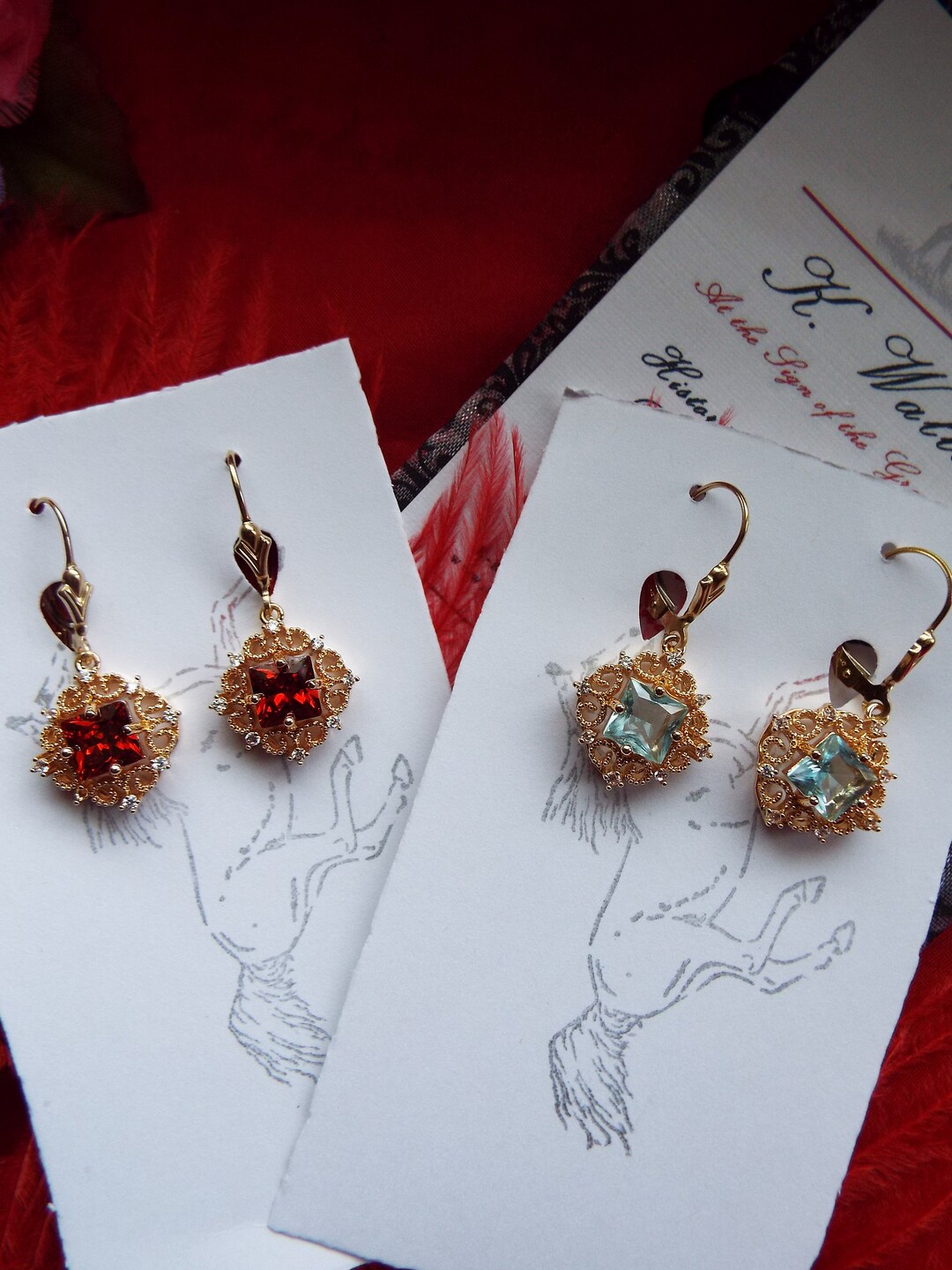 E-0623A - Rhinestone Medieval Earrings, Renaissance Earrings, Georgian ...
