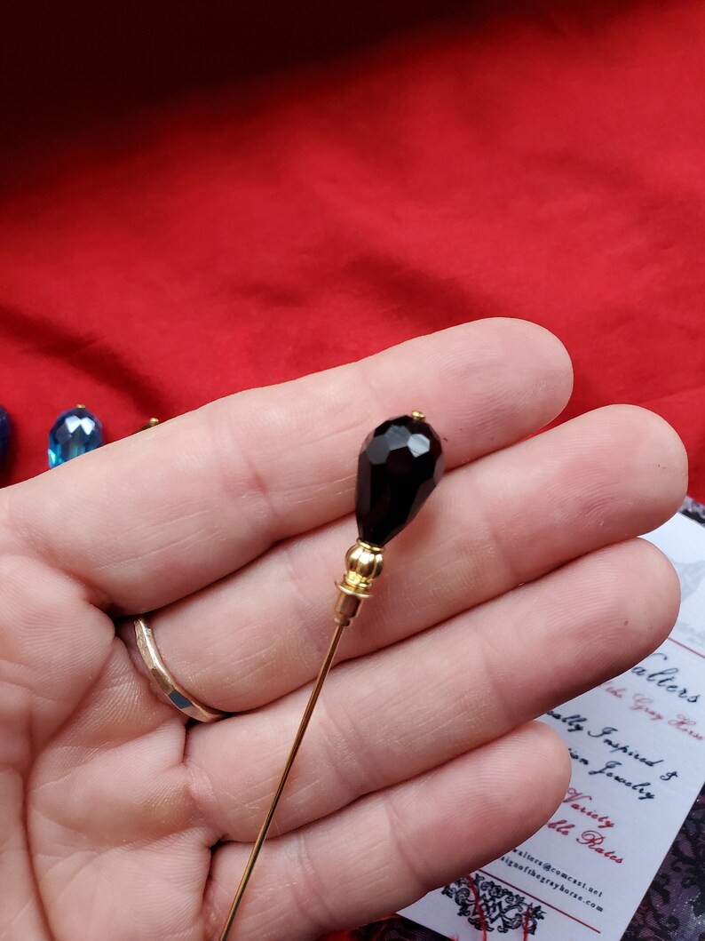 HA-0109G 8 Inch Gold Hat Pin With Beads - Etsy