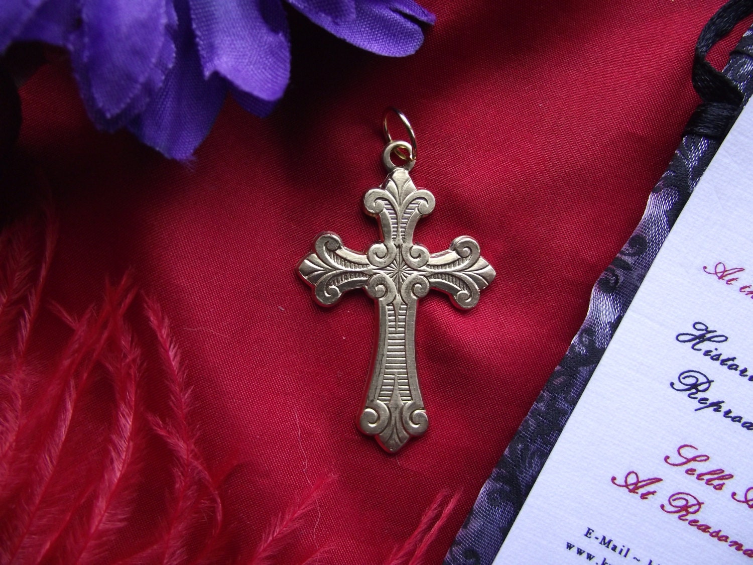 PE-0043 1-1/4 inch Vintage Scroll Cross Rosary Cross | Etsy