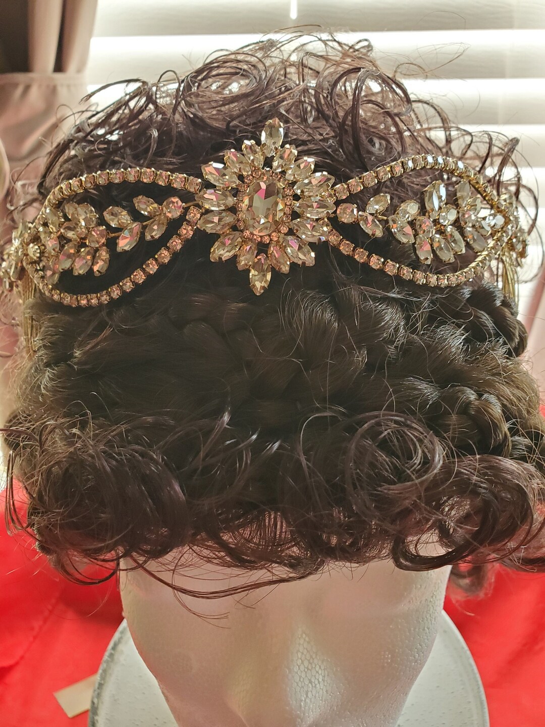 HA-0300 - Crystal Hair Band/comb Combination - Georgian, Regency ...