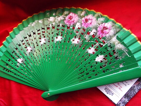 F-0002 Wooden Hand Painted Hand Fan Georgian Fan Regency | Etsy