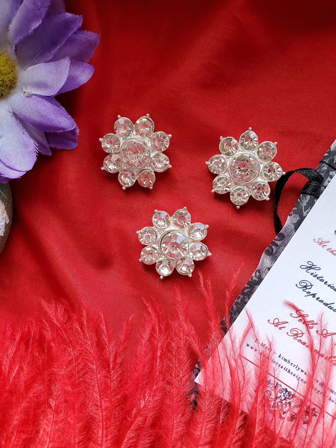 BU-0006 - Vintage Style Forget Me Not Pin Shank Silver Buttons - 7/8 ...
