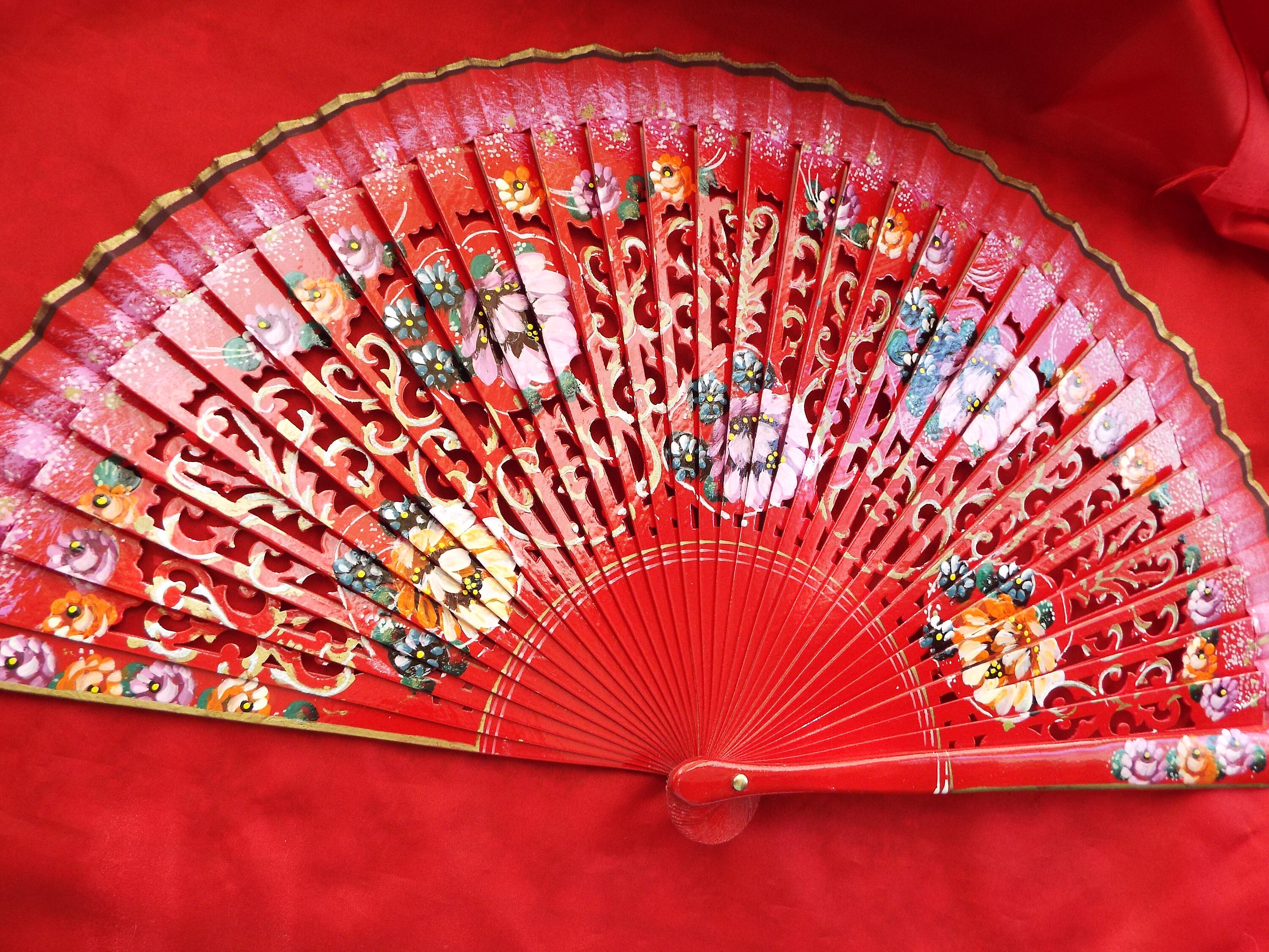 F-0003 Wooden Hand Painted Hand Fan Georgian Fan Regency - Etsy