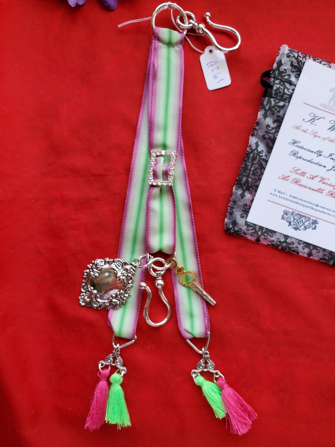 MWC-0027 - A Style Black Ribbon Georgian Watch Strings, Watch Fobs ...