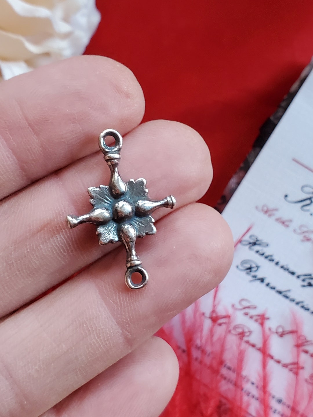 PE-0006 Credo Cross Connector Charm, Pendant, Rosary, Chaplet - Etsy