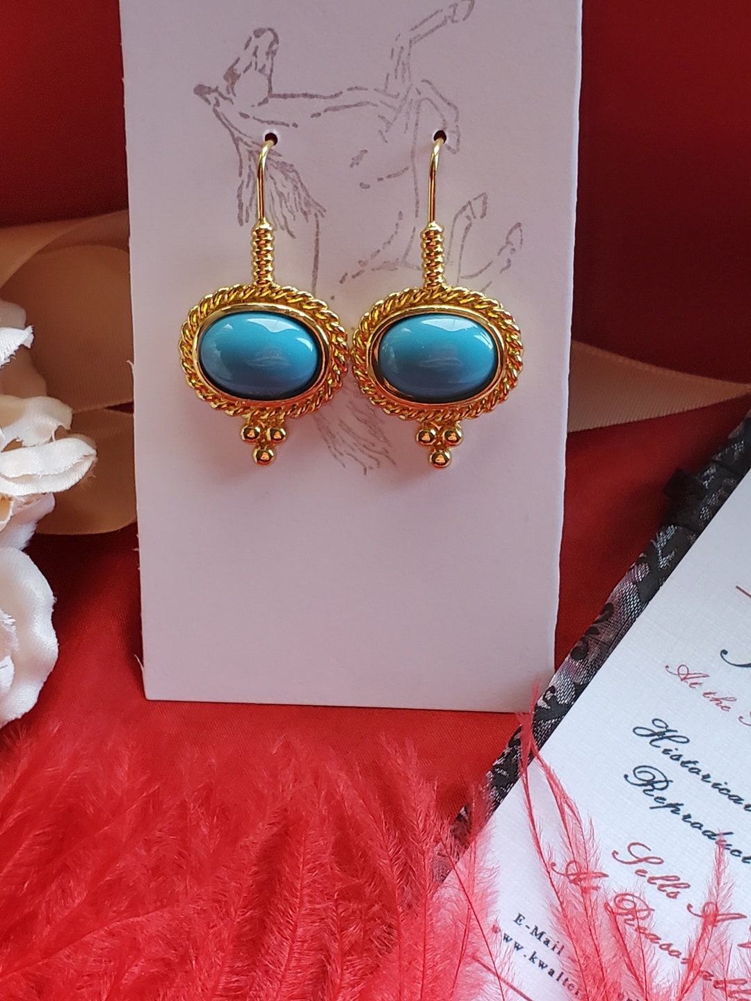 E-0574 - Sideways Turquoise Glass Drops - Roman, Regency, Ancients ...