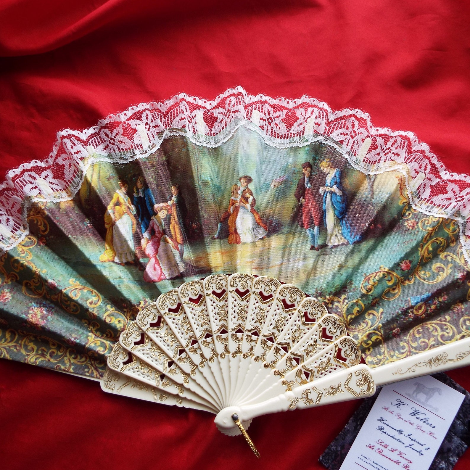 F-0005B Silk Screen Hand Fan Georgian Fan Regency Fan - Etsy Australia