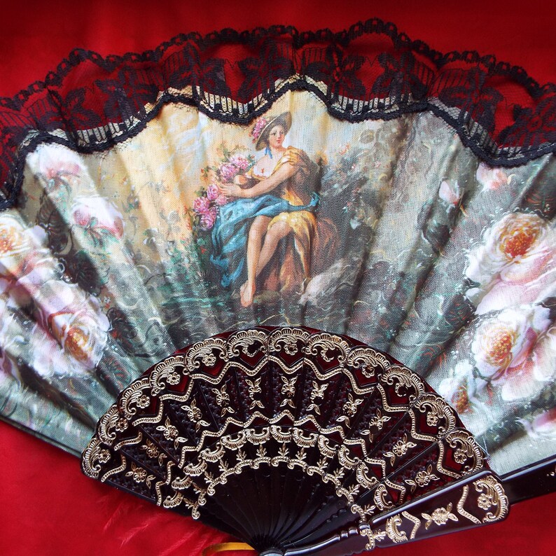 F-0005B Silk Screen Hand Fan Georgian Fan Regency Fan - Etsy Australia