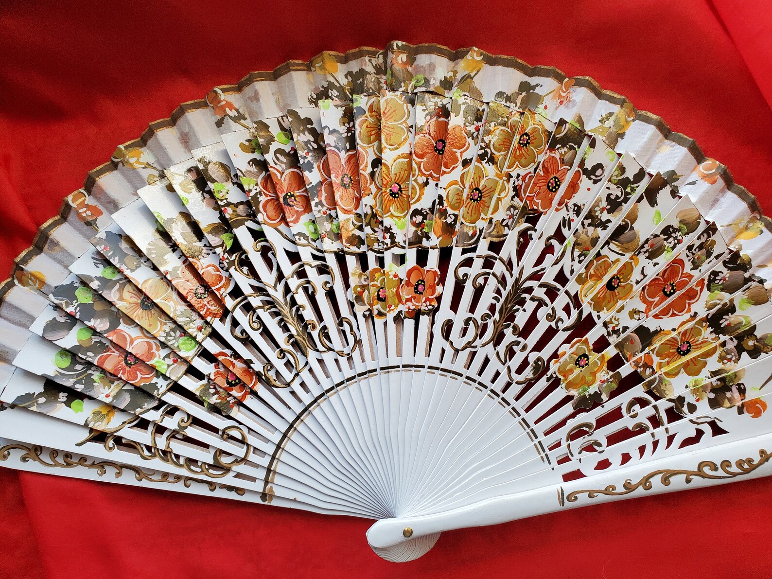 F-0002 Wooden Hand Painted Hand Fan Georgian Fan Regency | Etsy