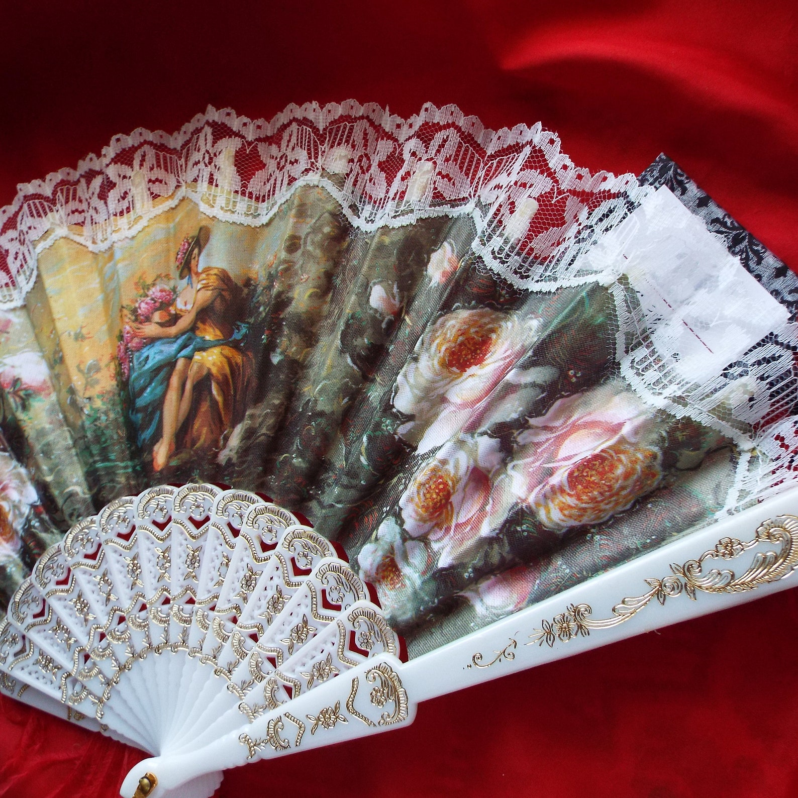 F-0005B Silk Screen Hand Fan Georgian Fan Regency Fan - Etsy Australia