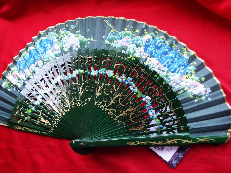 F-0002 Wooden Hand Painted Hand Fan Georgian Fan Regency | Etsy