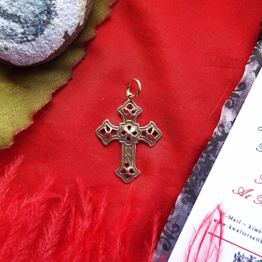 PE-0043A - 1 Inch Vintage Brass Cut-out Scroll Cross - Rosary Cross ...