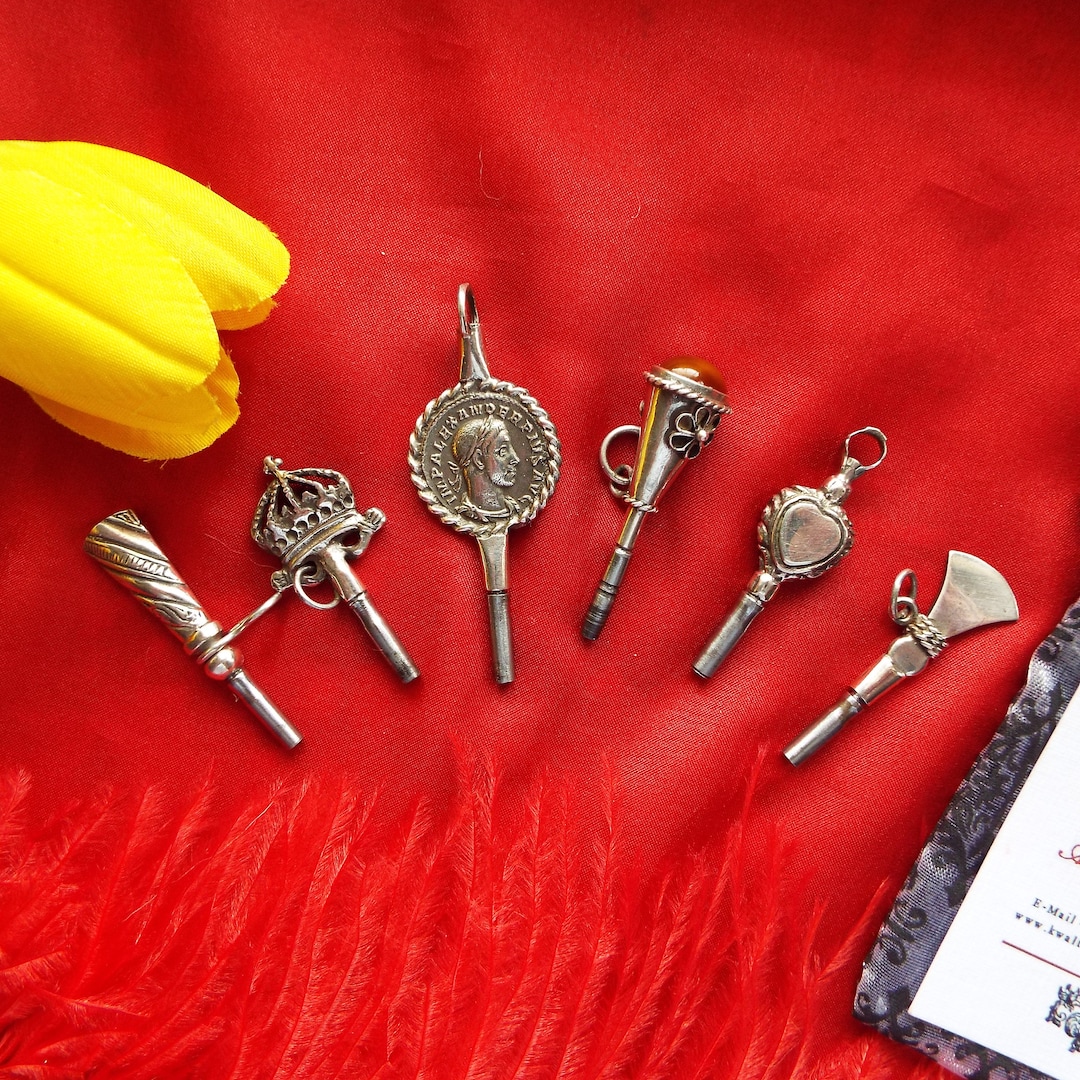 MWC-0004B - Antique Reproduction Sterling Silver Watch Keys - Georgian ...