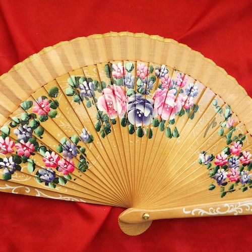 F-0002 Wooden Hand Painted Hand Fan Georgian Fan Regency | Etsy