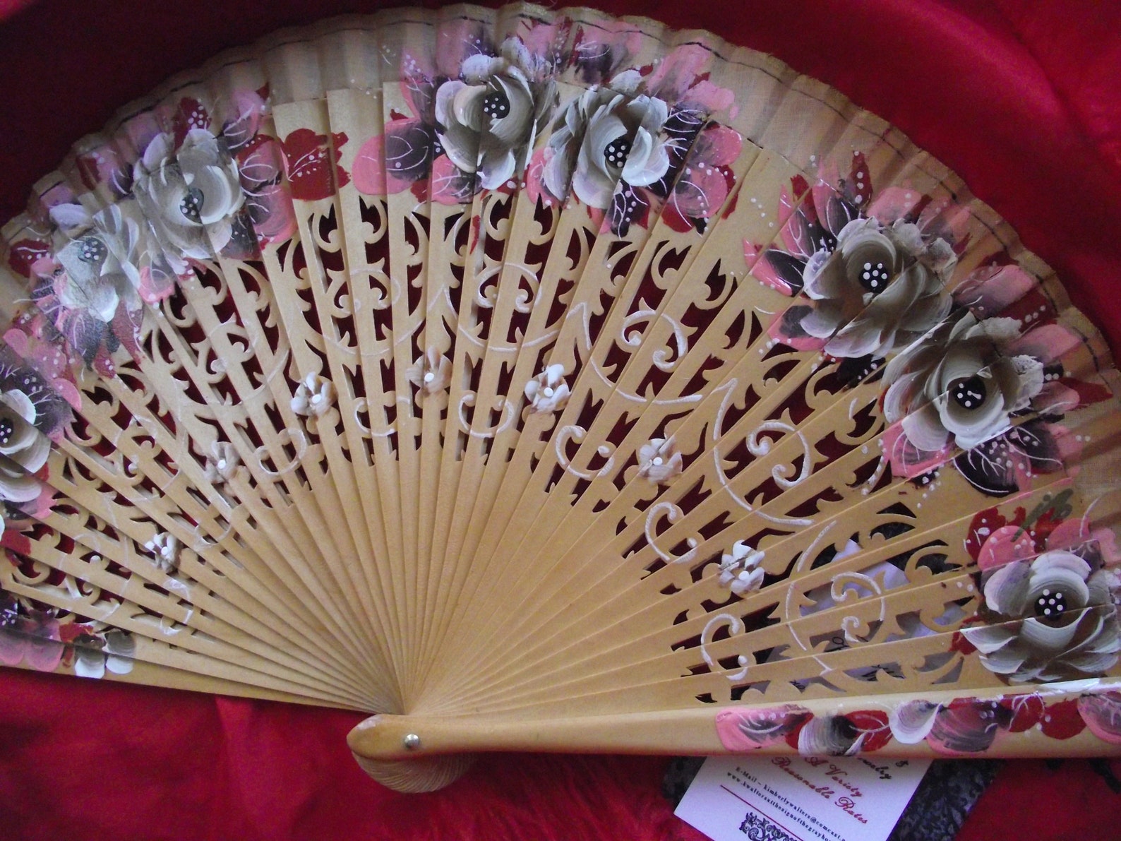F-0002 Wooden Hand Painted Hand Fan Georgian Fan, Regency Fan ...
