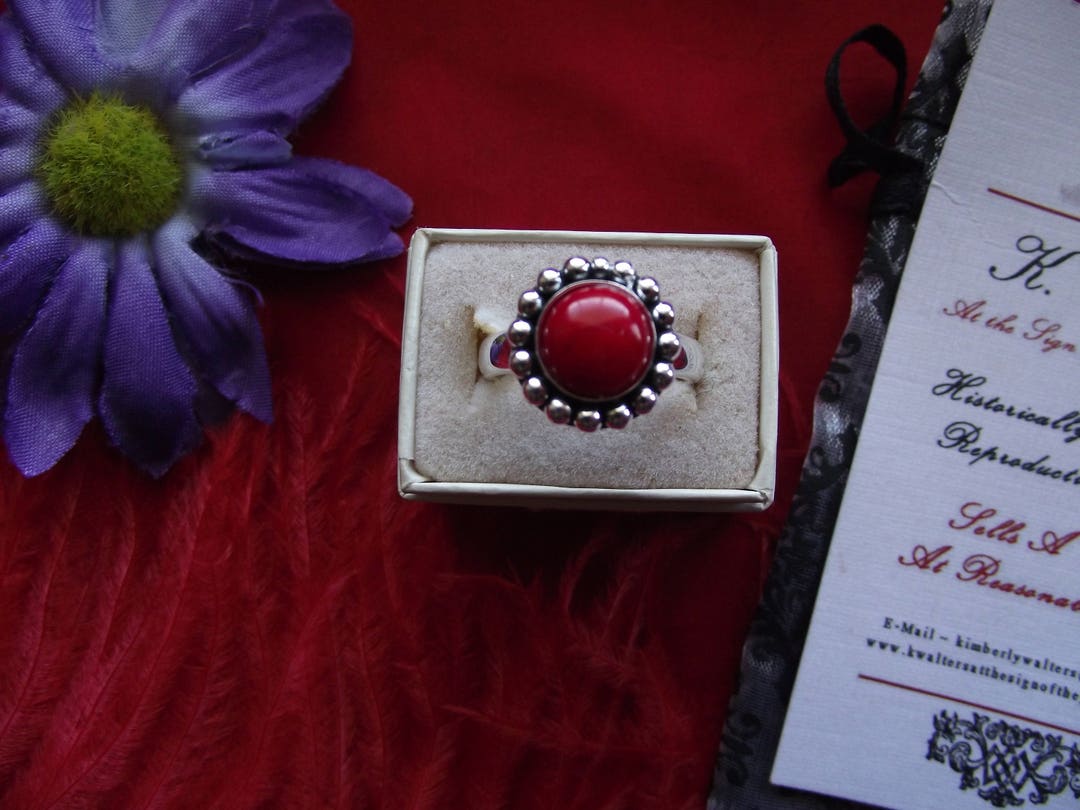 R-0062R - Renaissance Red Coral Ring - Georgian Ring, Regency Ring ...