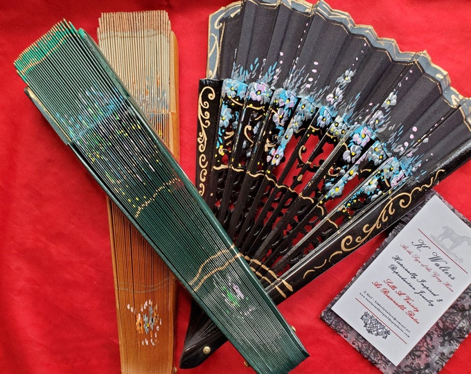 F-0008 Wooden Style Hand Painted Fan Georgian Fan Regency - Etsy