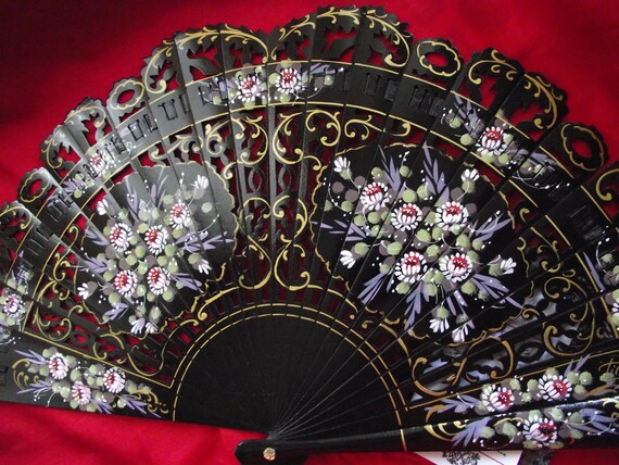 F-0002 Wooden Hand Painted Hand Fan Georgian Fan Regency | Etsy