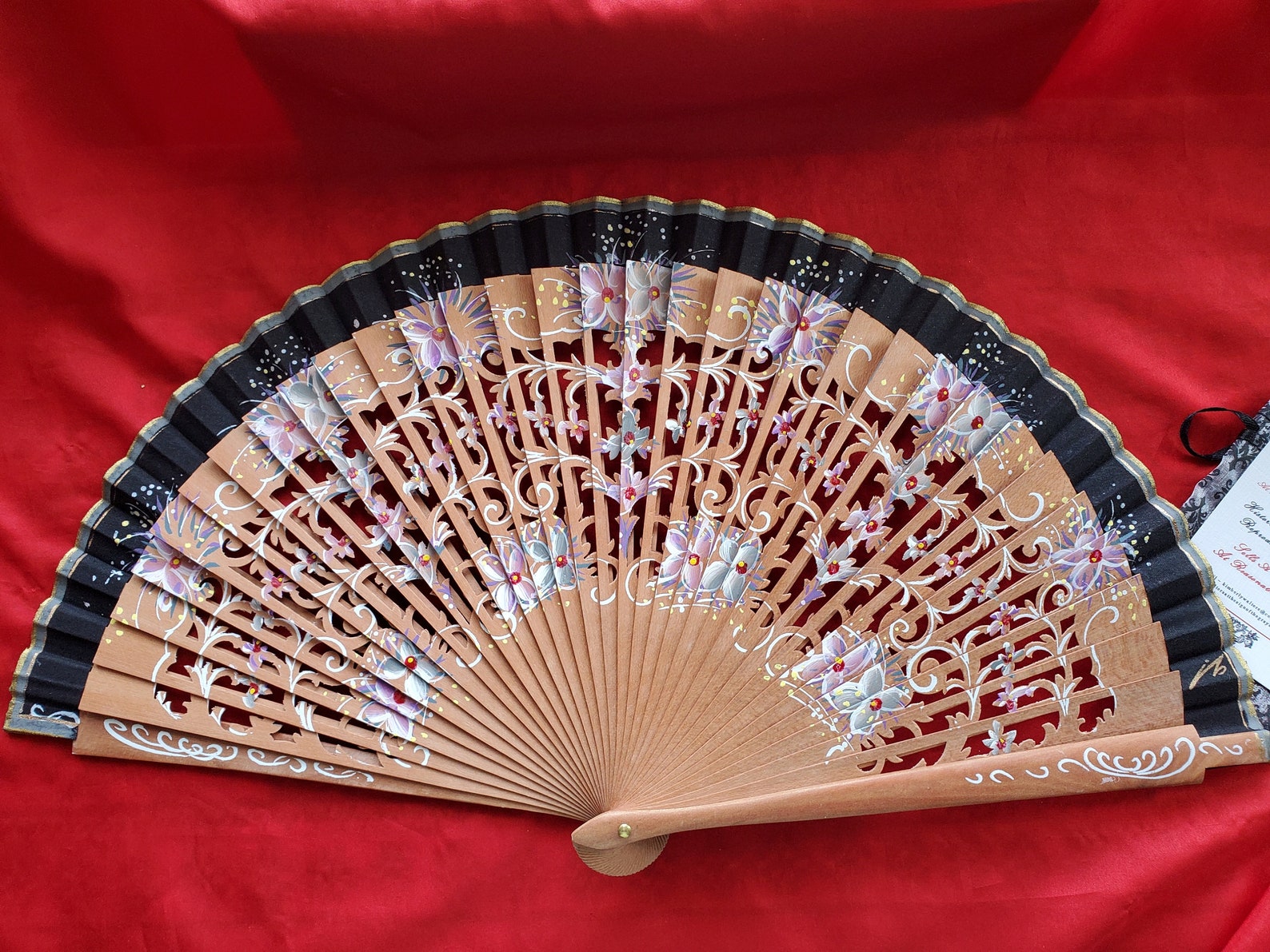 F-0002 Wooden Hand Painted Hand Fan Georgian Fan, Regency Fan ...