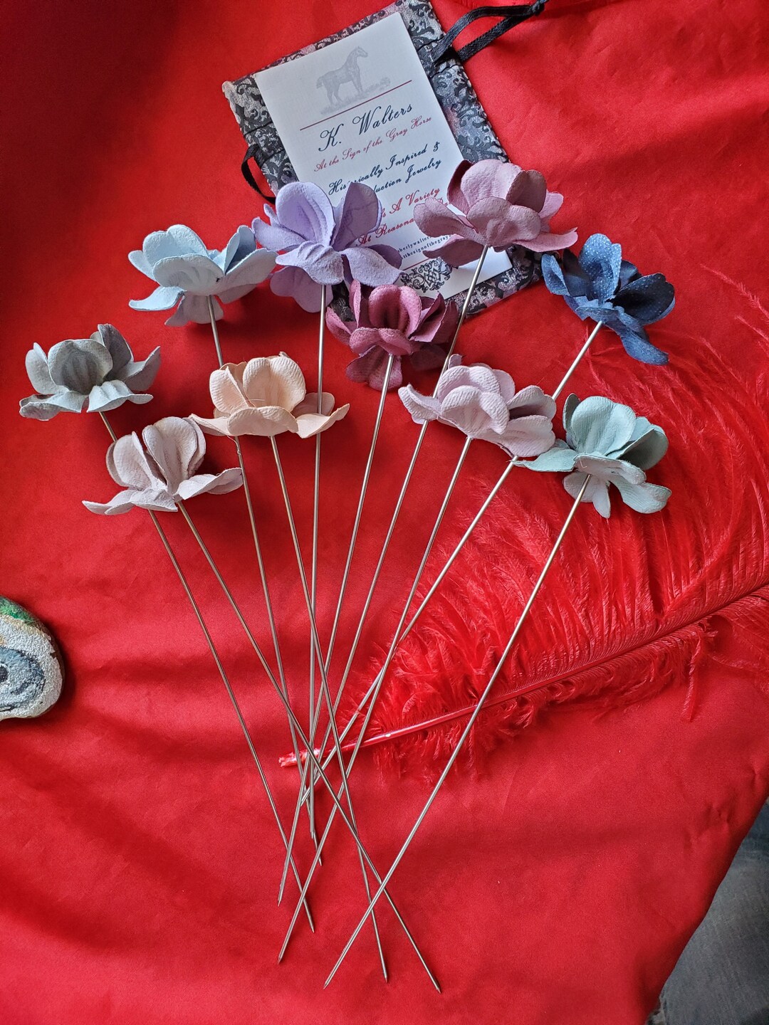HA-0115 - Felt Flower Hat Pin - 7-1/2 Inch, 16 Gauge Decorated Hat Pin ...