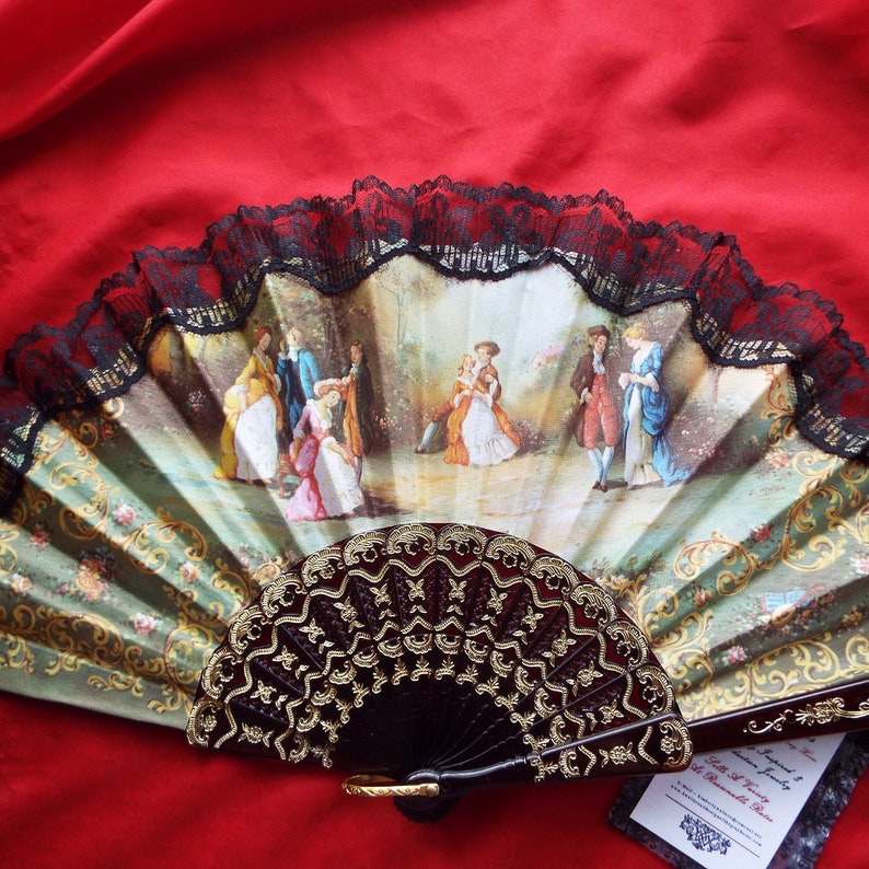 F-0005B Silk Screen Hand Fan Georgian Fan Regency Fan - Etsy Australia