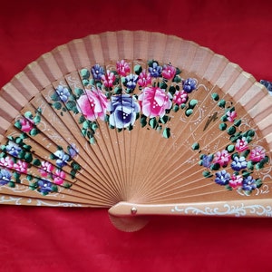 F-0004 Wooden Hand Painted Hand Fan Georgian Fan, Regency Fan ...