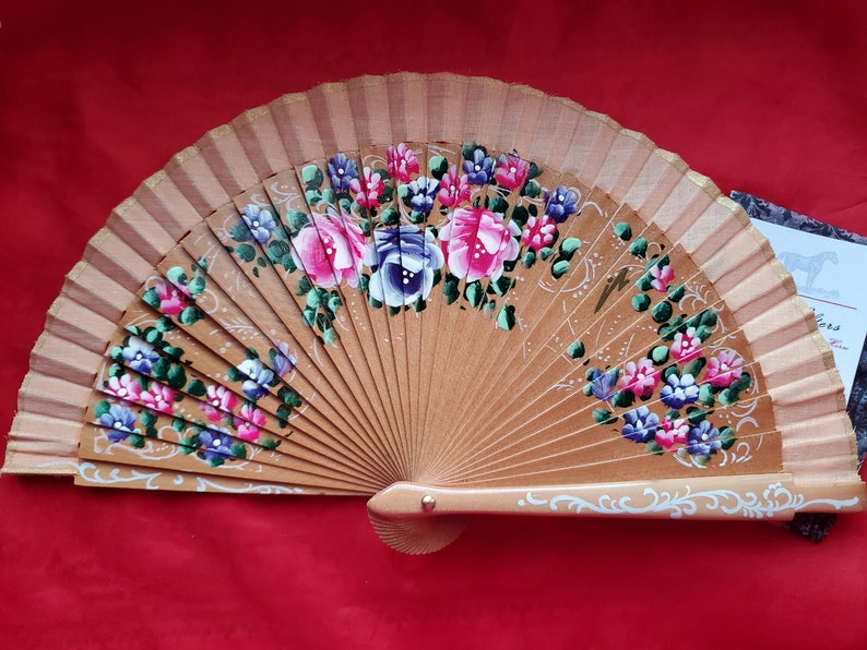 F-0004 Wooden Hand Painted Hand Fan Georgian Fan Regency - Etsy