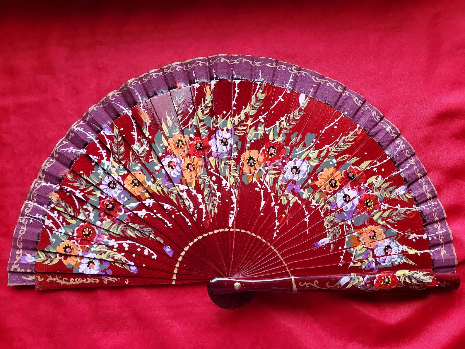 F-0004 - Wooden Hand Painted Hand Fan - Georgian Fan, Regency Fan ...