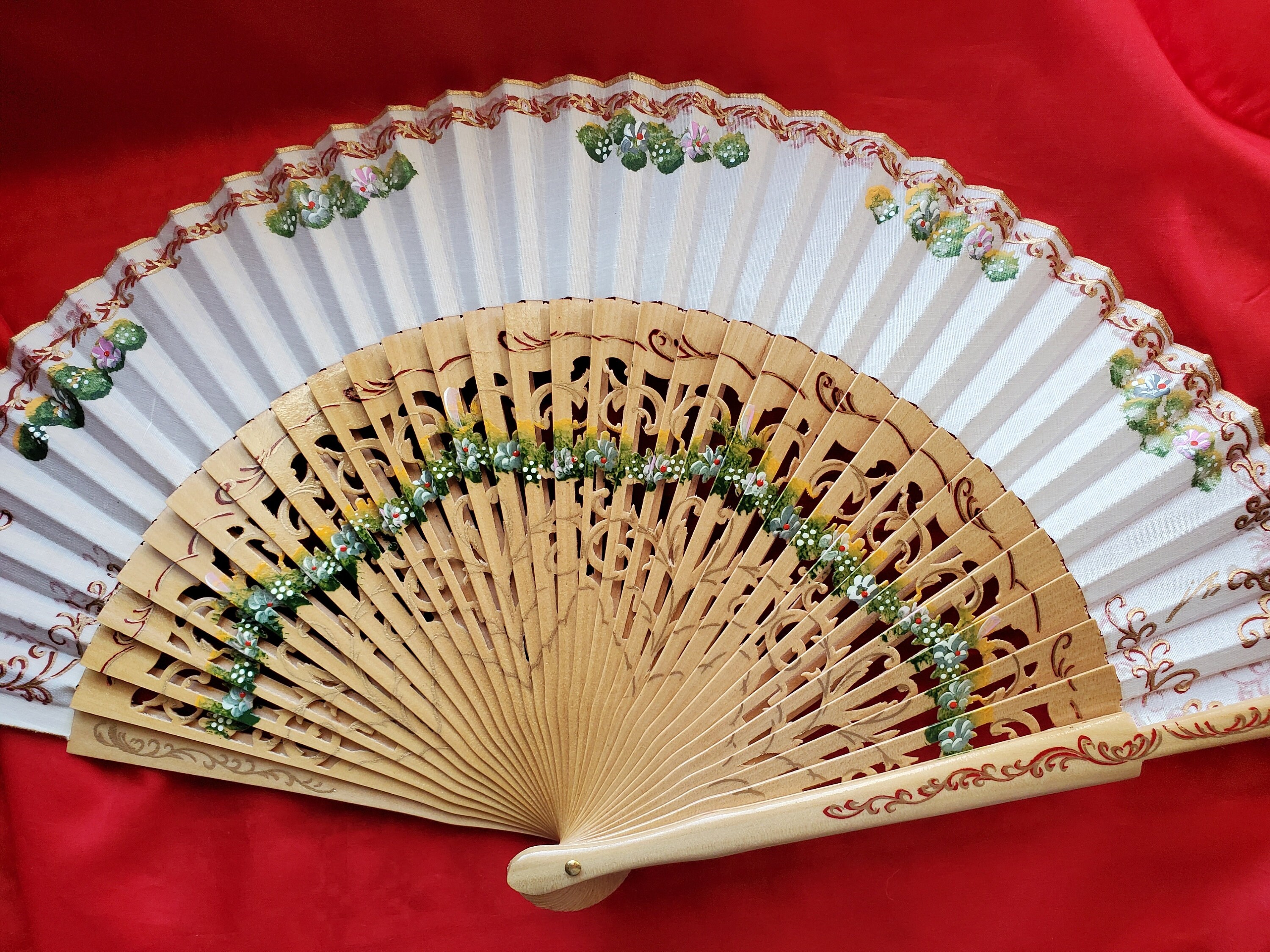 F-0006 Wooden Hand Painted Hand Fan Georgian Fan Regency | Etsy