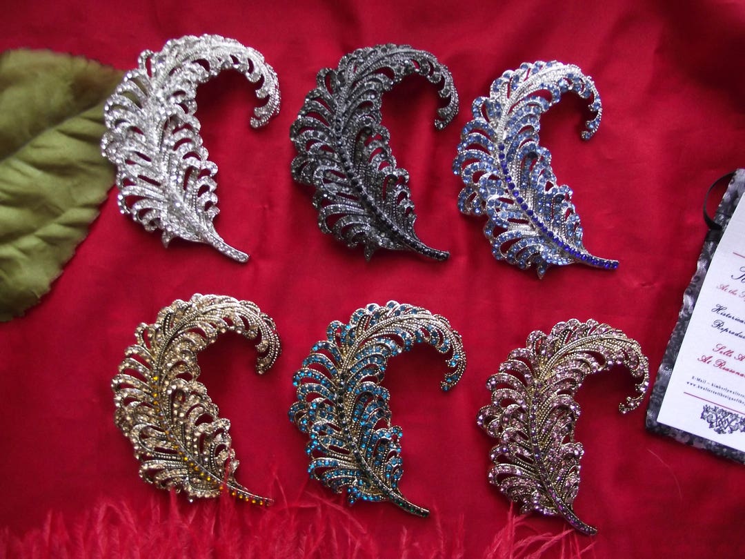 Item BR-0029 - Rhinestone Aigrette Brooch - Hair Jewelry, Georgian ...