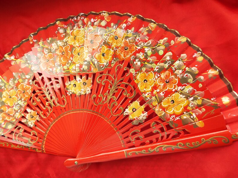 F-0002 Wooden Hand Painted Hand Fan Georgian Fan Regency | Etsy