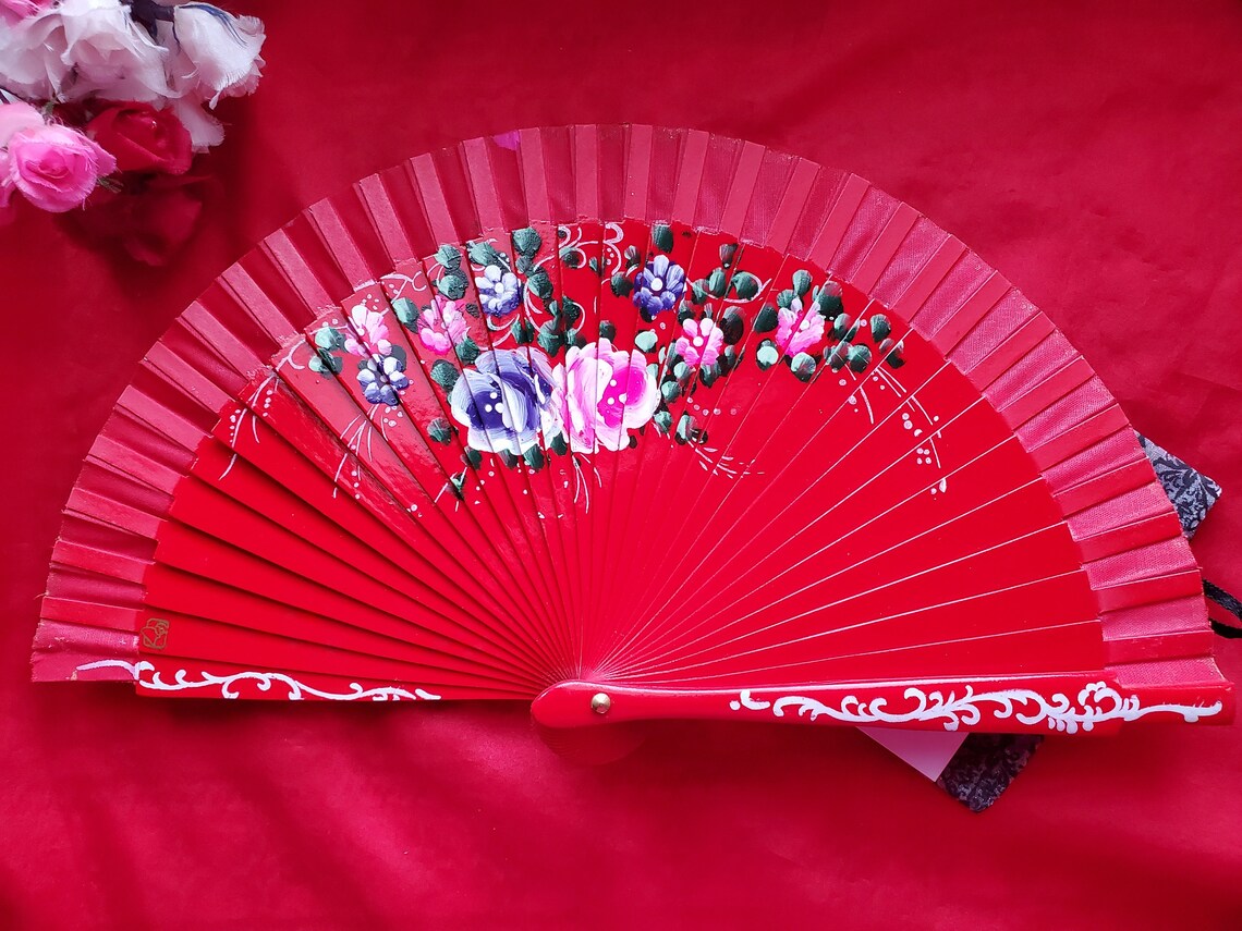 F-0004 Wooden Hand Painted Hand Fan Georgian Fan Regency - Etsy