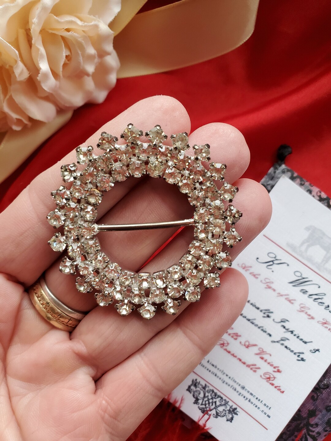 SB-0013 - Vintage Rhinestone Slide Buckle - Clear Rhinestone - Etsy