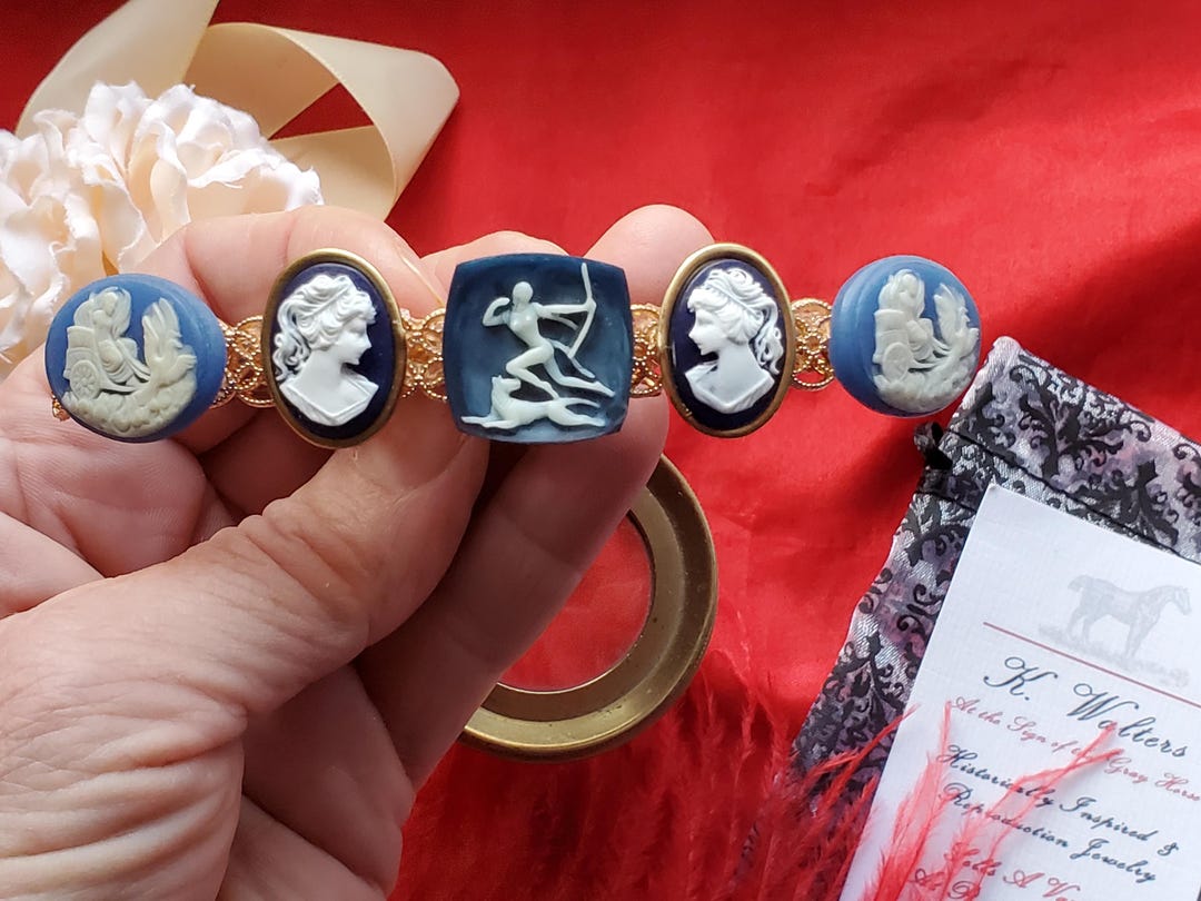 HA-0091A - Blue Cameo Tiara - Diadem, Regency, Federalist, Wedding ...