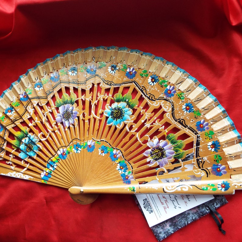 F-0003 Wooden Hand Painted Hand Fan Georgian Fan Regency - Etsy
