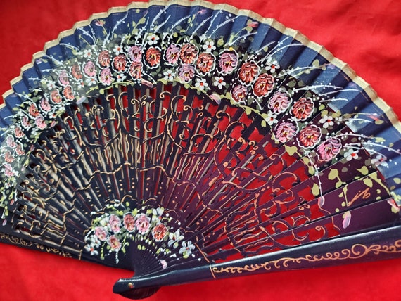 F-0005 Wooden Hand Painted Hand Fan Georgian Fan Regency - Etsy