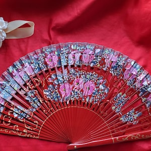 F-0007 - Wooden Style Hand Painted Fan - Georgian Fan, Regency Fan ...