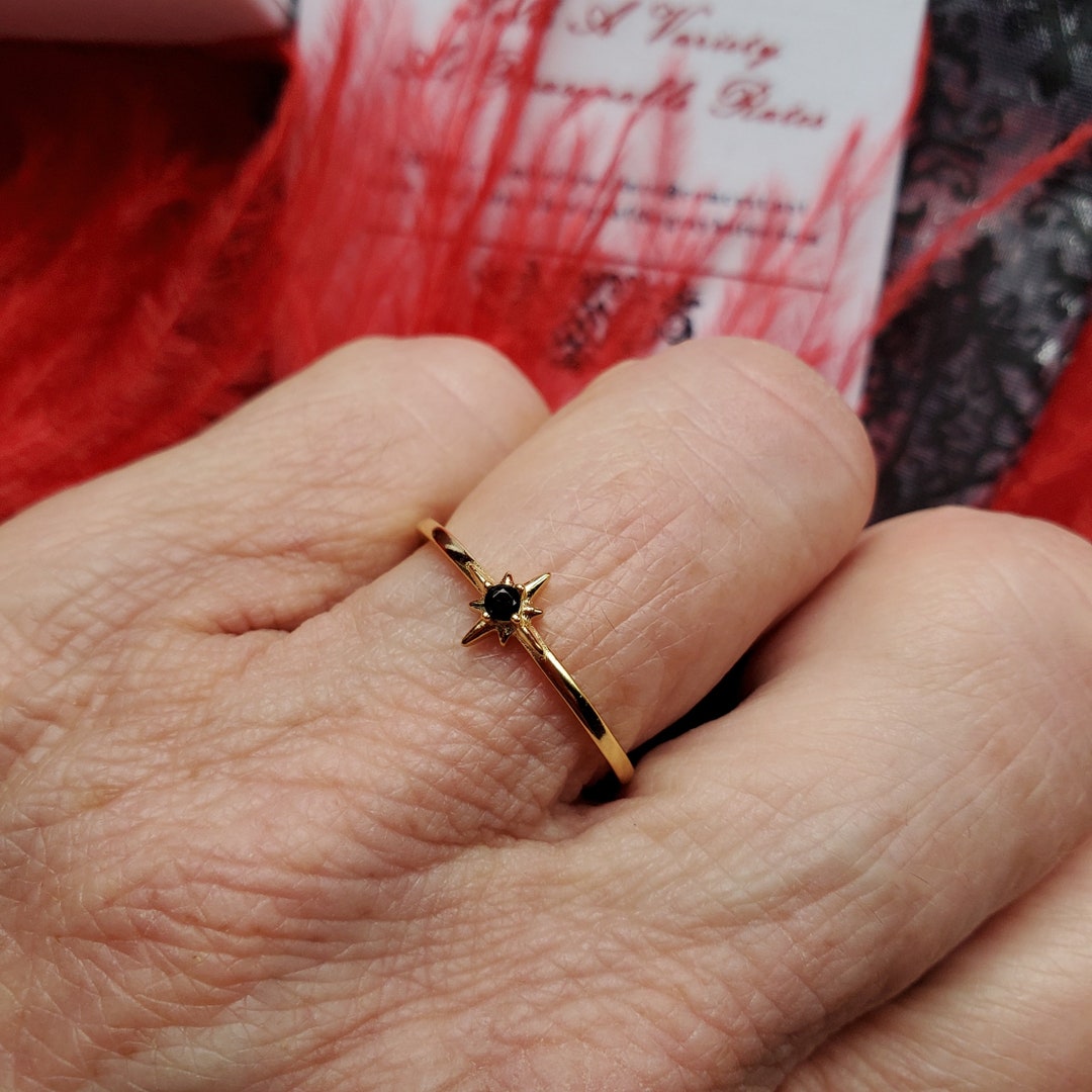 R-0075 - Vermeil Onyx Star Ring - Regency Posey Ring, Georgian Posey ...
