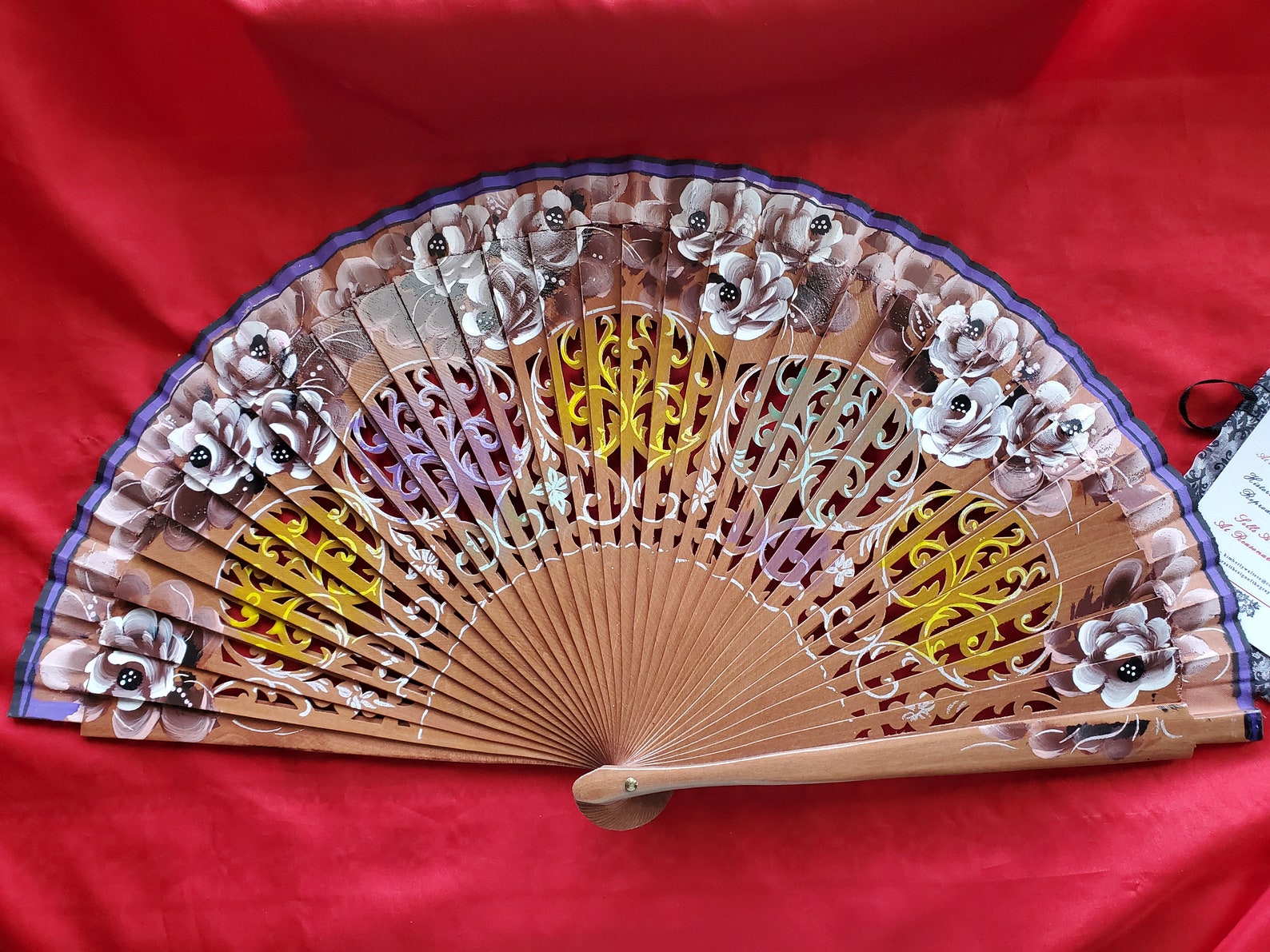 F-0002 Wooden Hand Painted Hand Fan Georgian Fan, Regency Fan ...