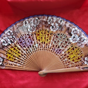 F-0002 - Wooden Hand Painted Hand Fan - Georgian Fan, Regency Fan ...