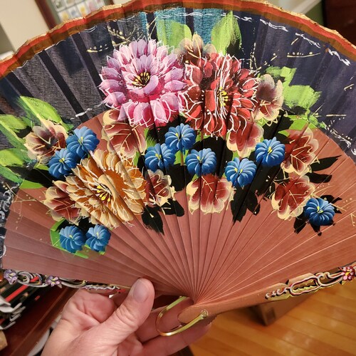 F-0002 Wooden Hand Painted Hand Fan Georgian Fan Regency | Etsy