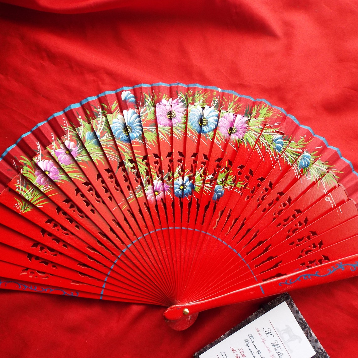 F-0002 Wooden Hand Painted Hand Fan Georgian Fan Regency | Etsy