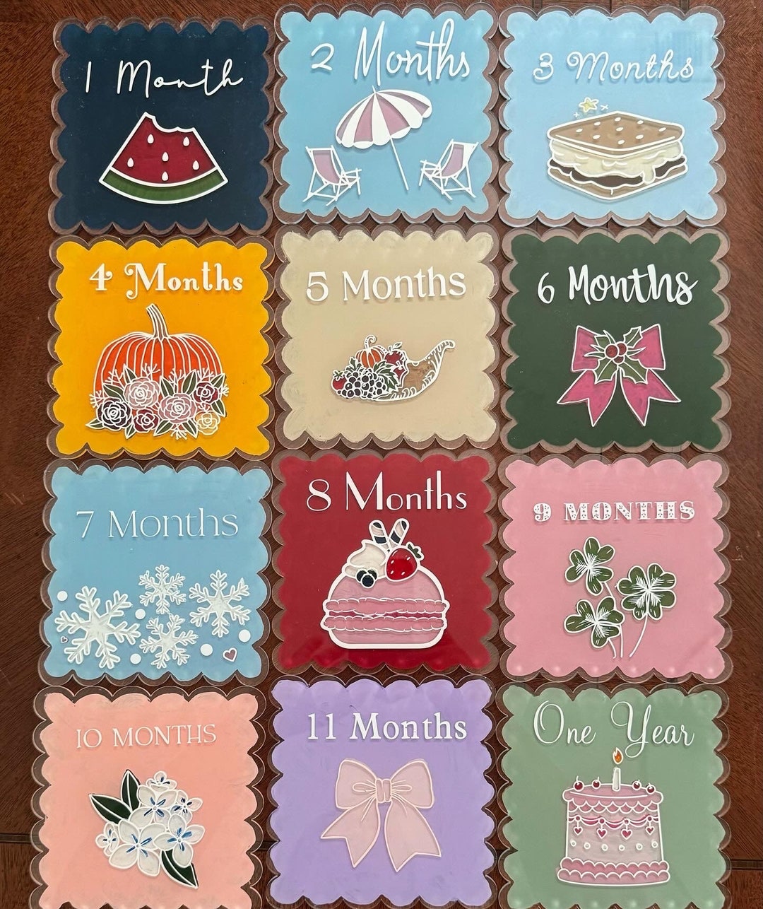 12PK Scalloped Milestone Signs - Etsy